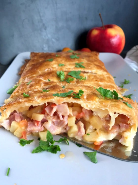 Ham and Cheese Puff Pastry with Apples - emkayskitchen